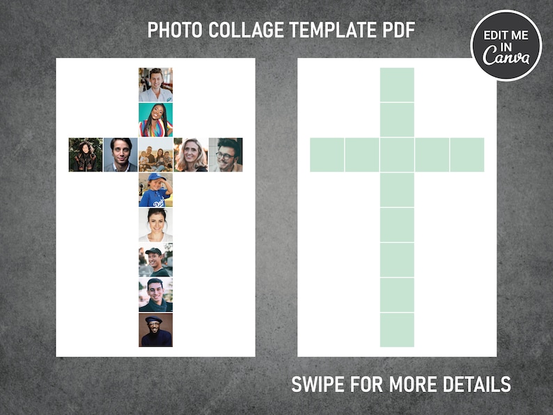 Christian Cross Photo Collage Template Canva PDF | Memorial Collage ...