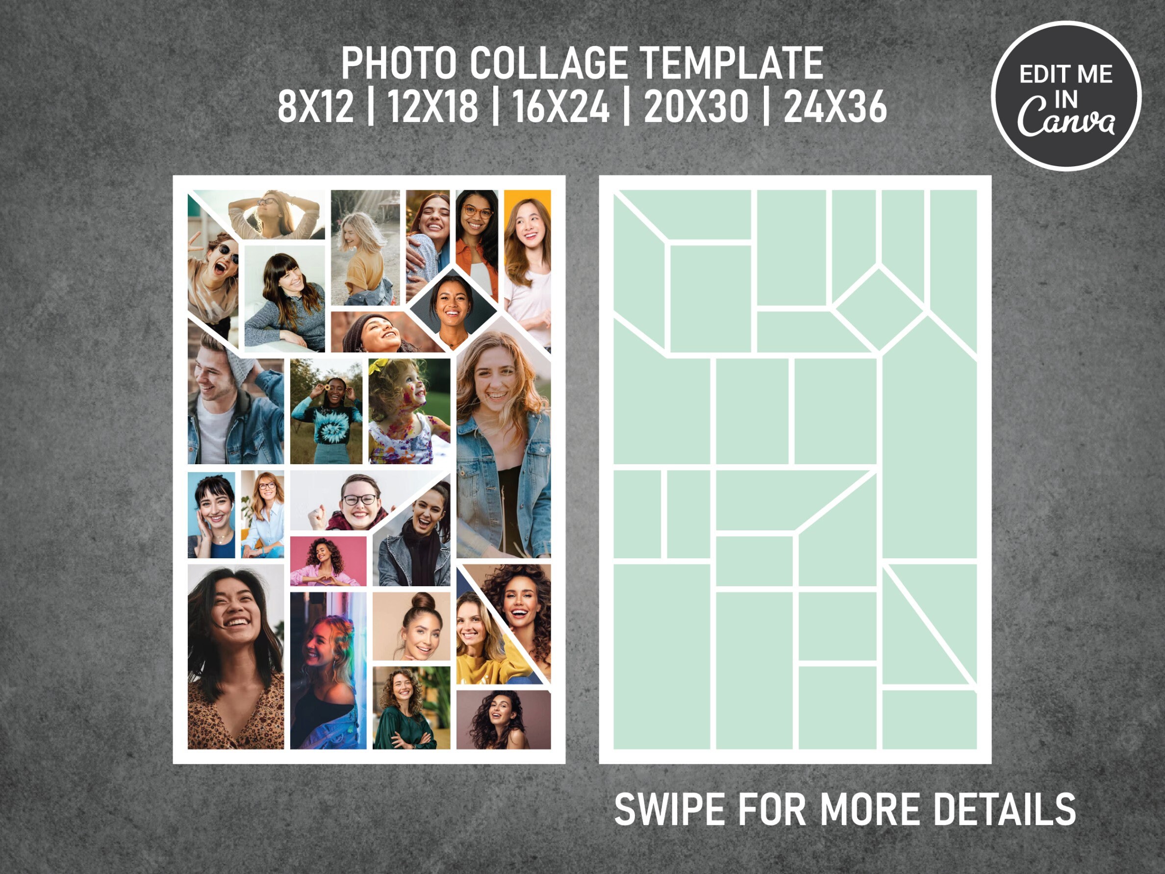 Photo Collage Template for 25 Photos Memorial Collage - Etsy