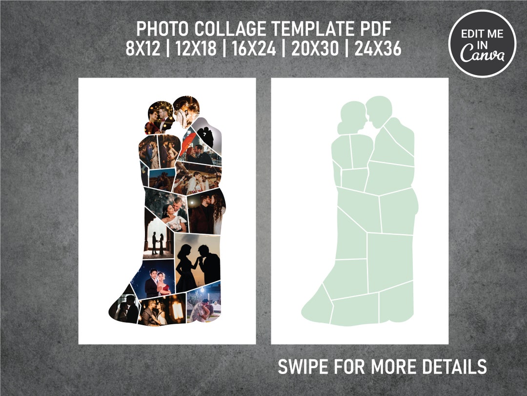 Couple Marriage Wedding Photo Collage Template Canva PDF | Memorial ...