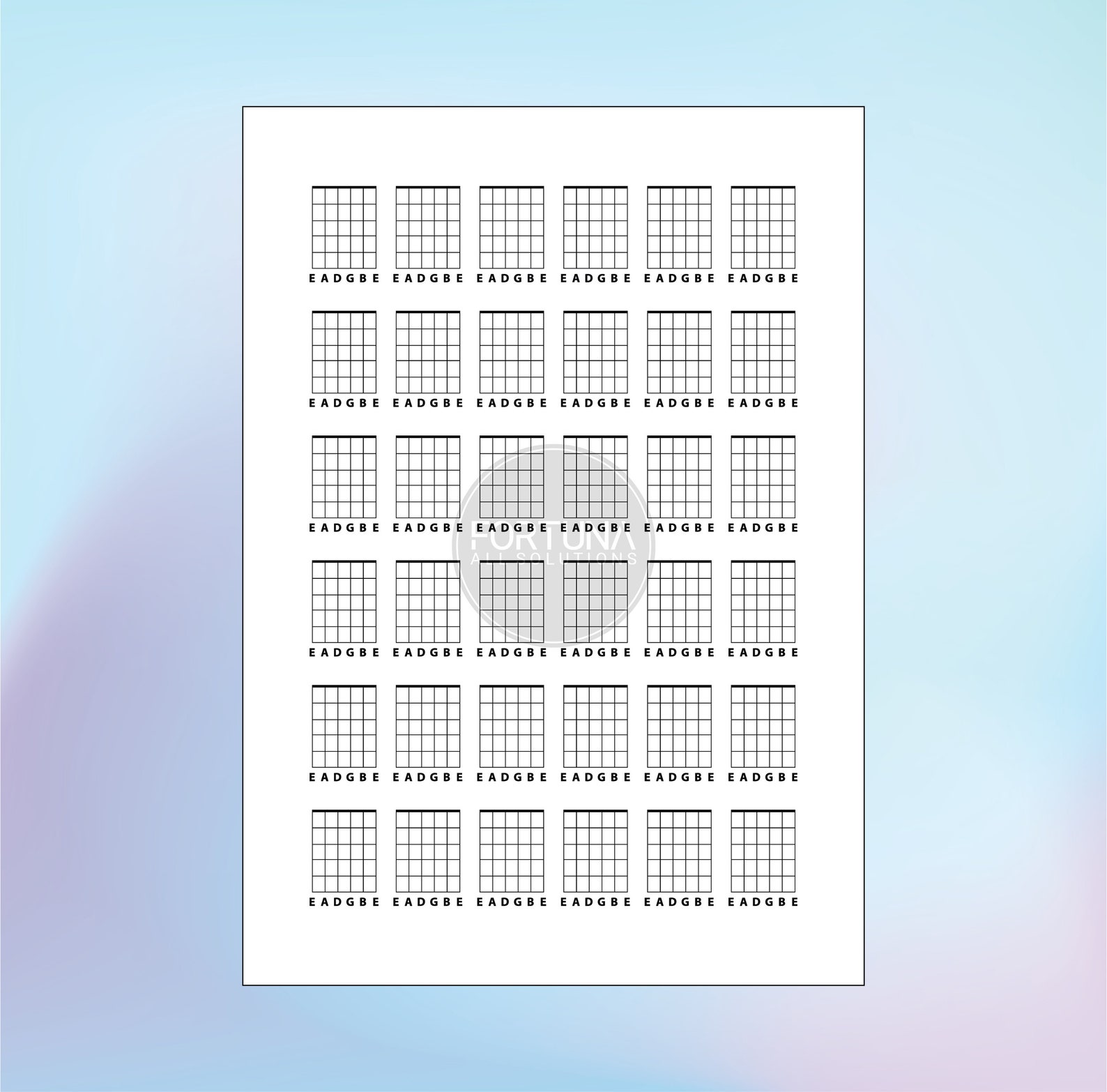 Blank Printable Guitar Chord Charts Diagram Sheet 6 String PDF PNG | A4 ...