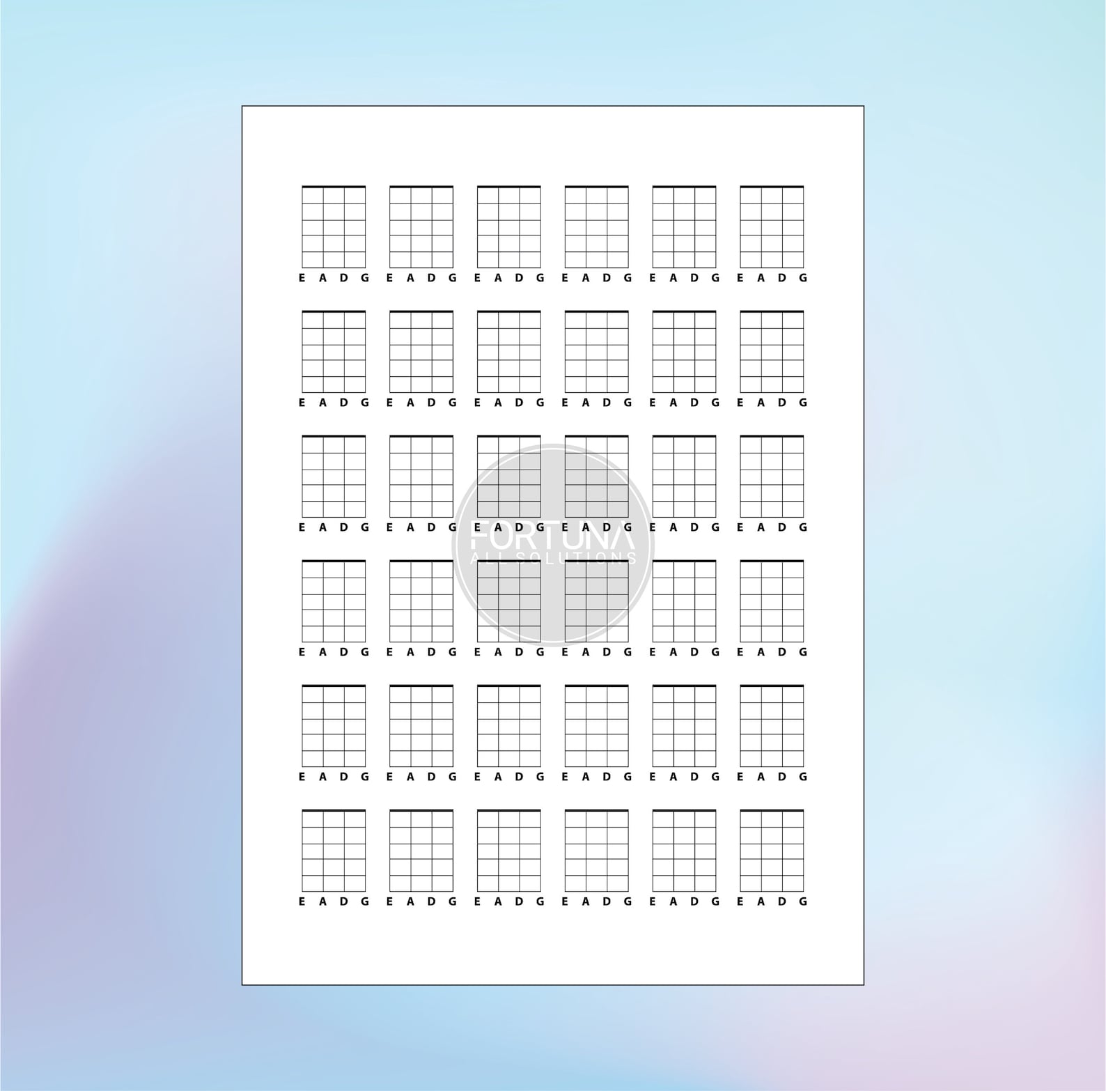 Blank Printable Diagram Bass Guitar Chord Charts 4 String PDF PNG | A4 ...