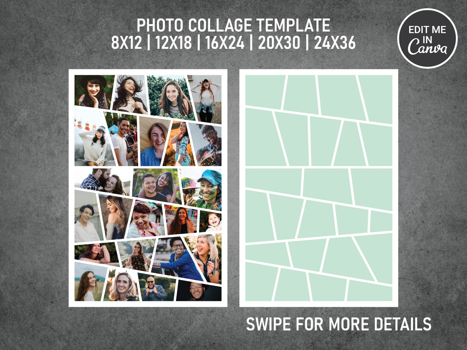 Photo Collage Template for 25 Photos | Memorial Collage | Funeral ...