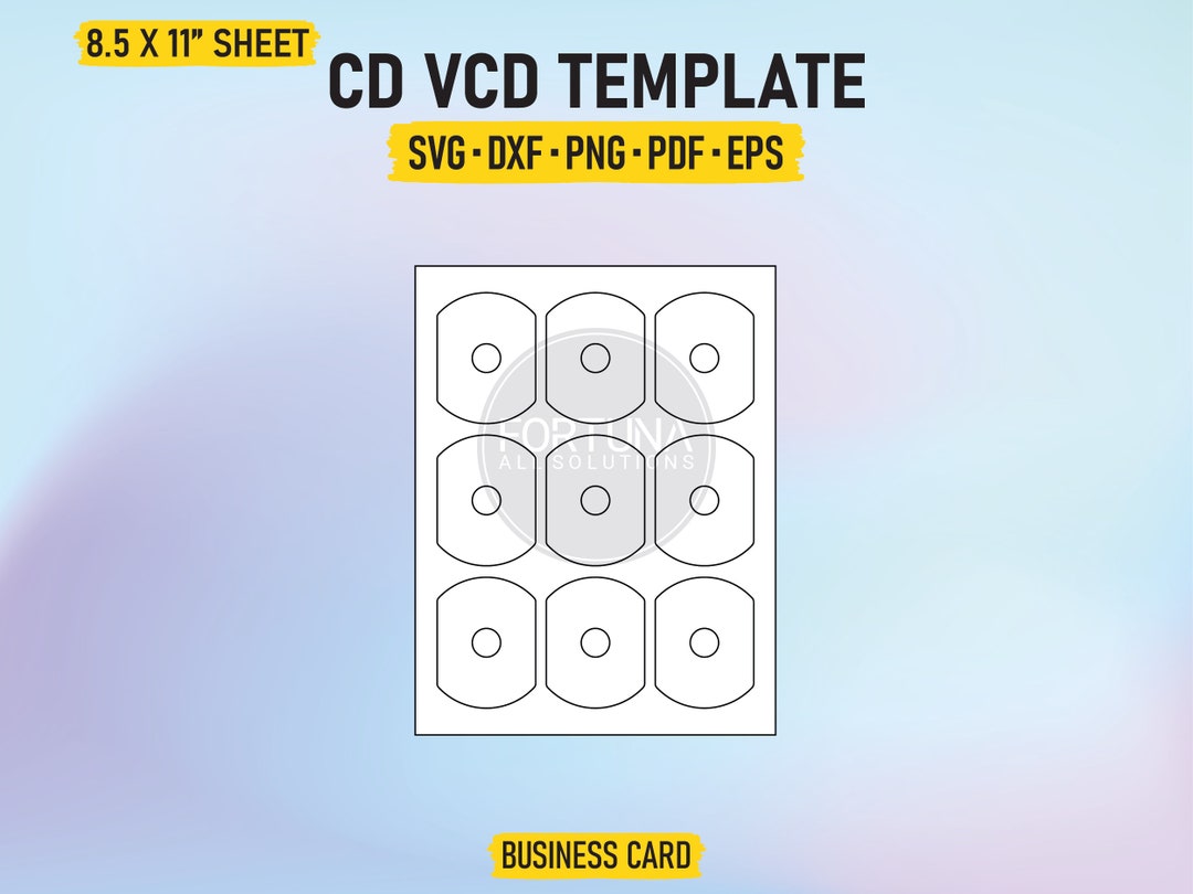 Business Card CD Label Template SVG Cut File Vector Cricut Png Dxf Eps ...