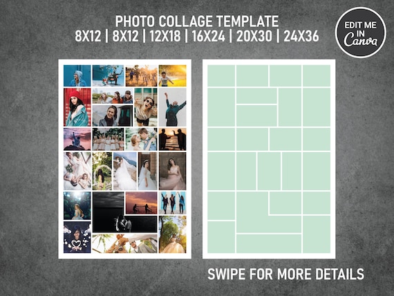 Photo Collage Template for 25 Photos Memorial Collage - Etsy