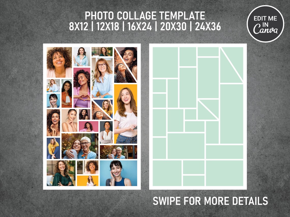 Photo Collage Template for 25 Photos Memorial Collage - Etsy