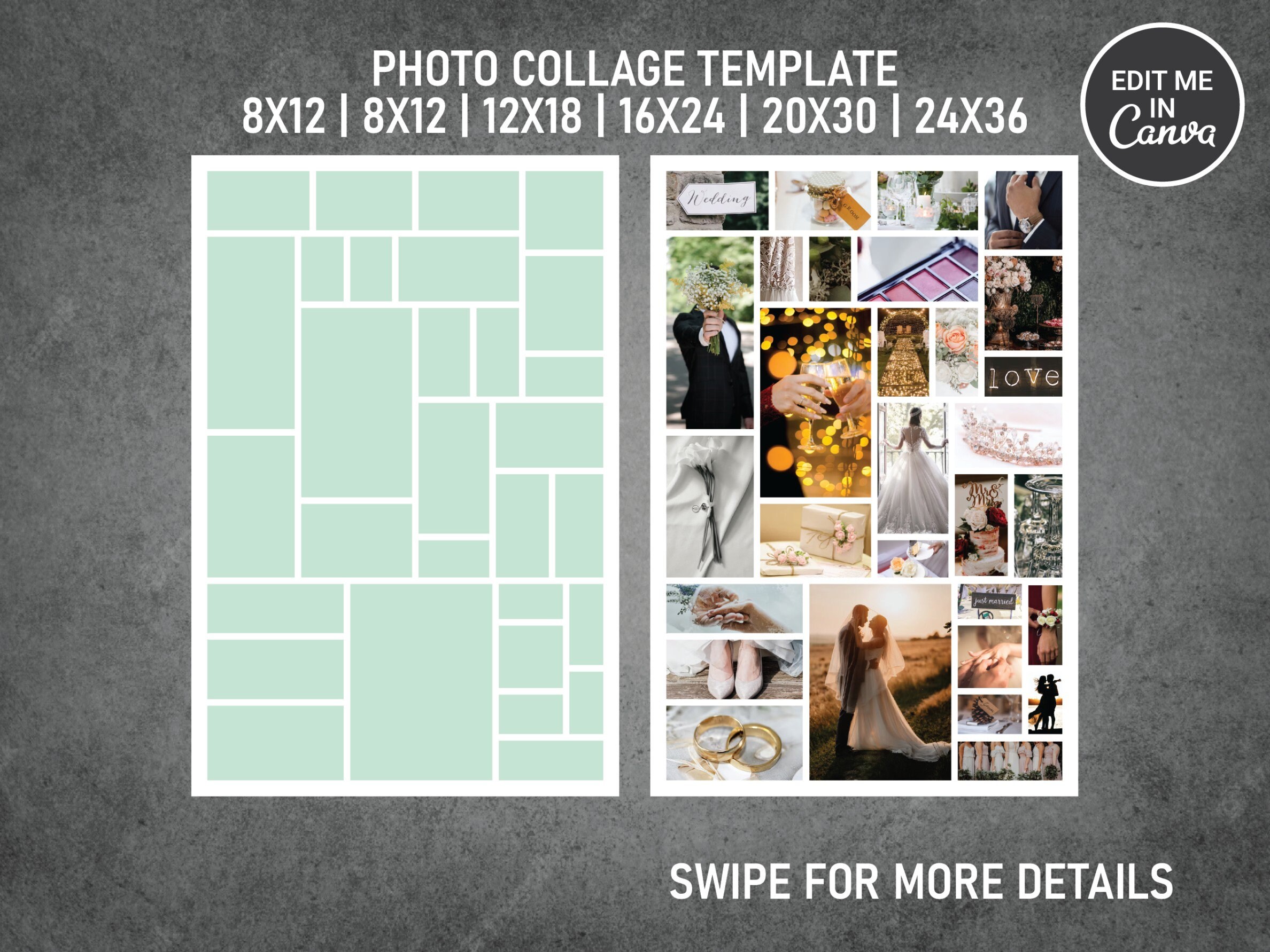 Photo Collage Template for 30 Photos | Memorial Collage | Funeral ...