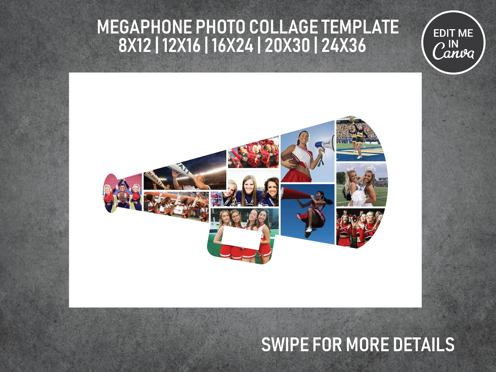 Cheerleading Cheerleader Megaphone Photo Collage Template - Etsy