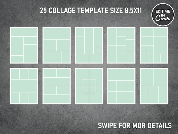 25 Image Collage / Pic Collage / Photo Collage Template 8.5x11 - Etsy