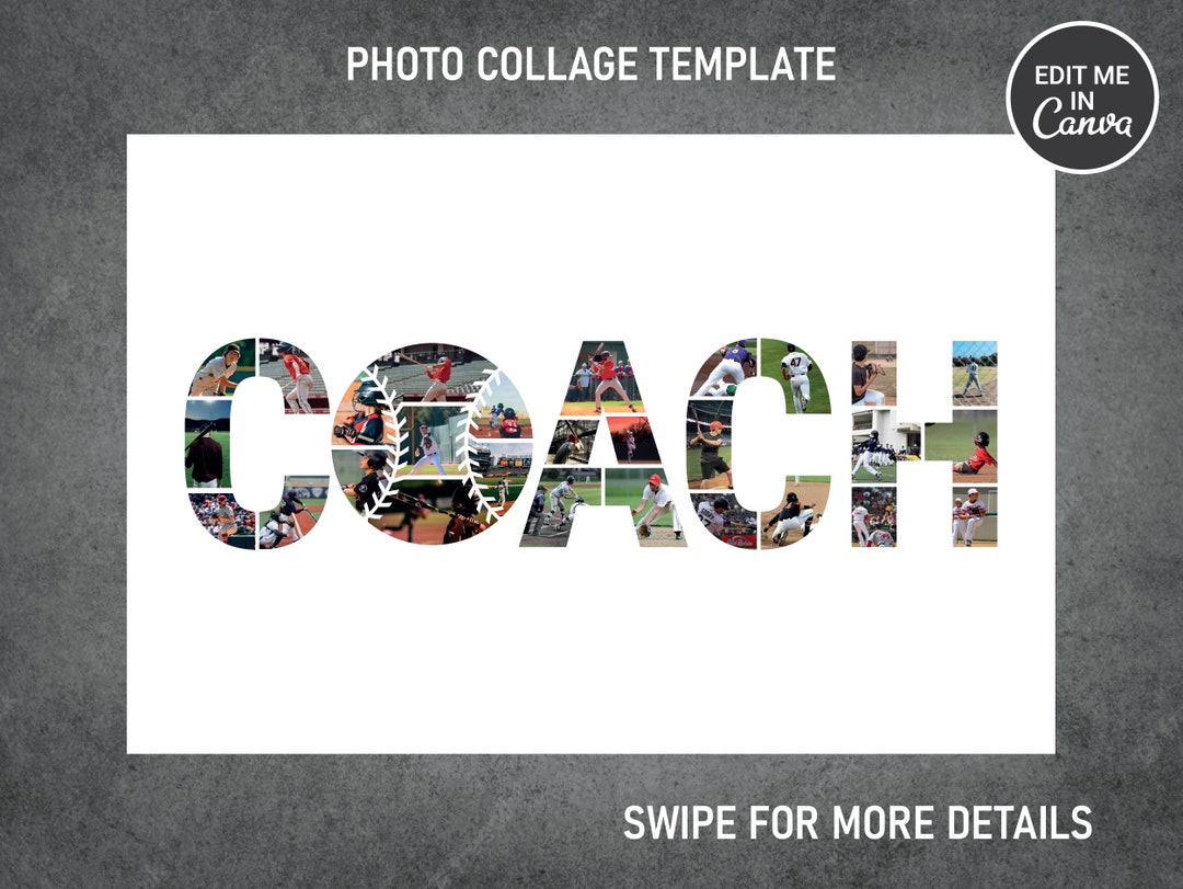 Baseball Coach Photo Collage Template Canva PDF | Memorial Collage 8x12 ...