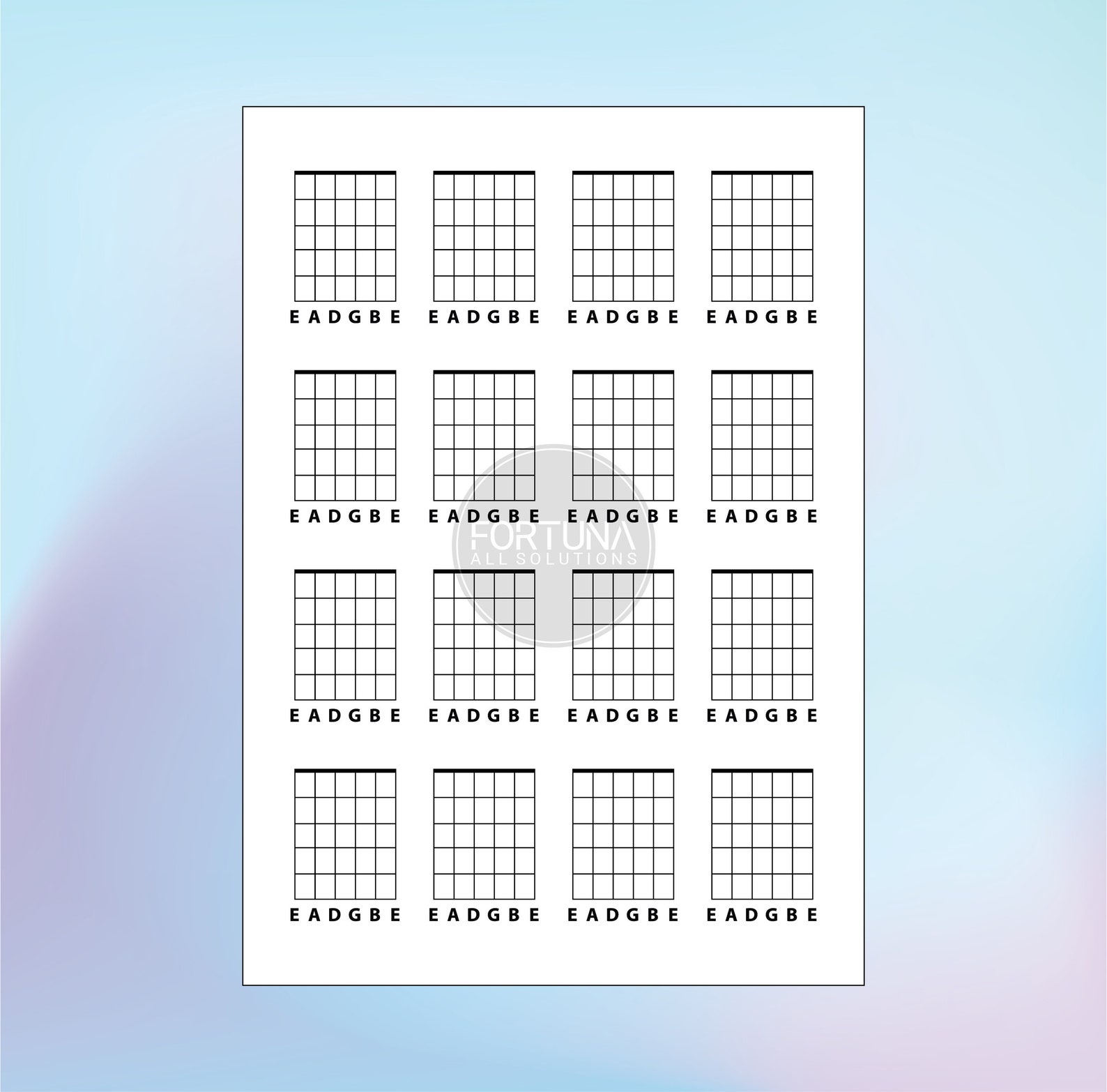 Blank Printable Guitar Chord Charts Diagram Sheet 6 String PDF | Etsy UK