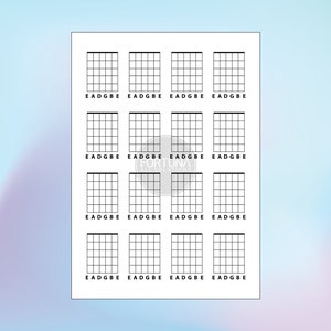 Blank Printable Guitar Chord Charts Diagram Sheet 6 String PDF PNG | A4 ...