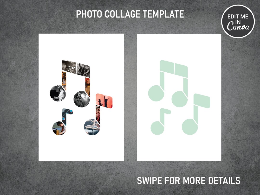 Music Photo Collage Template Canva PDF | Memorial Collage 8x12, 12x18 ...