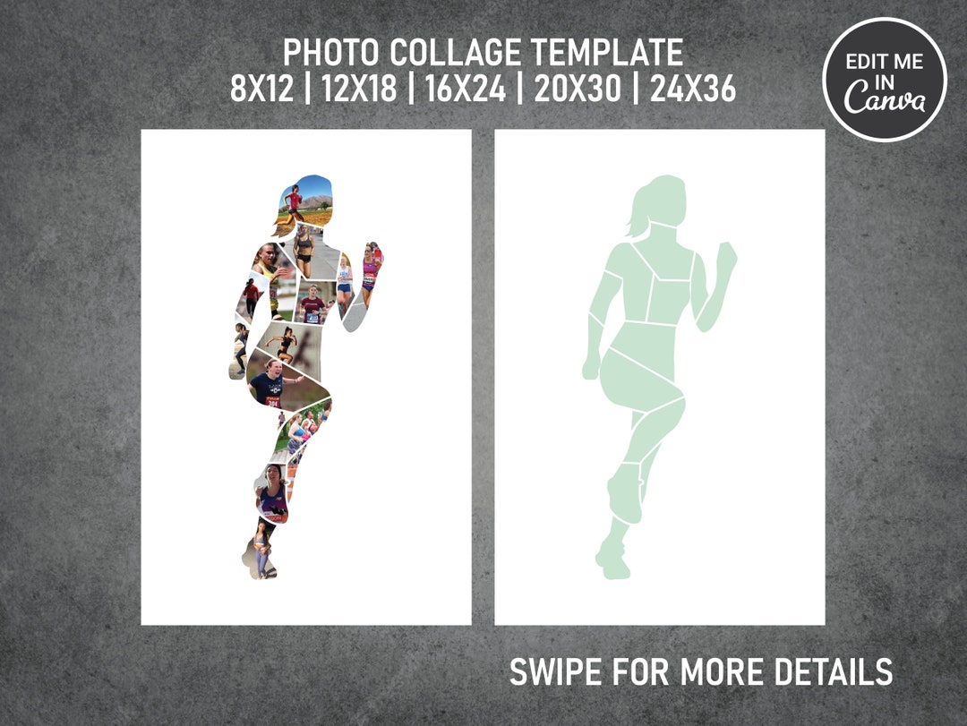 Girl Runner Photo Collage / Pic Collage / Image Collage Template PDF ...