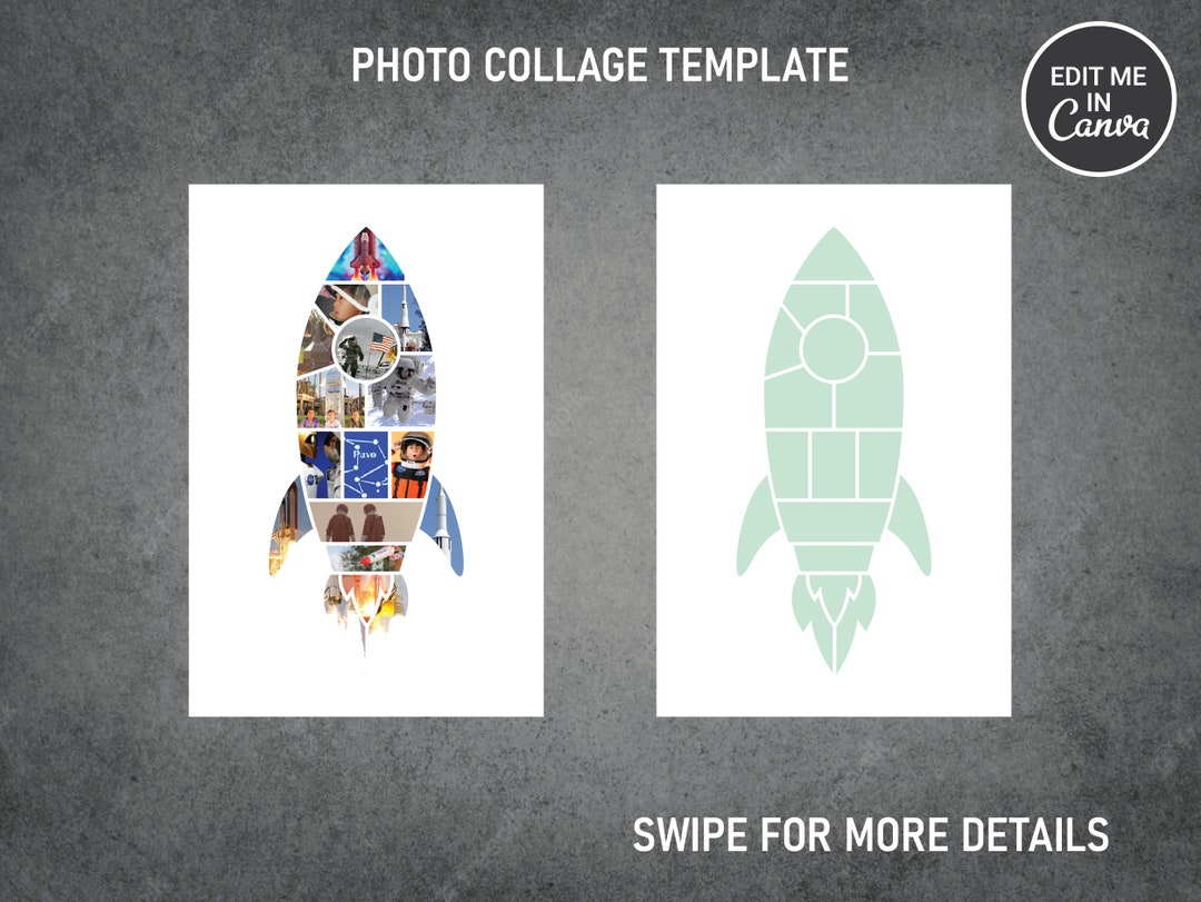 Rocket Photo Collage Template Canva PDF | Memorial Collage 8x12, 12x18 ...