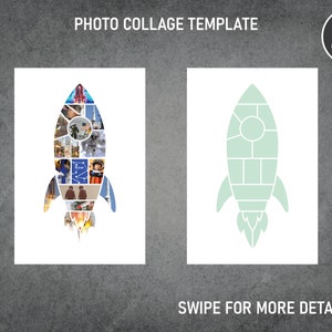 Rocket Photo Collage Template Canva PDF | Memorial Collage 8x12, 12x18 ...