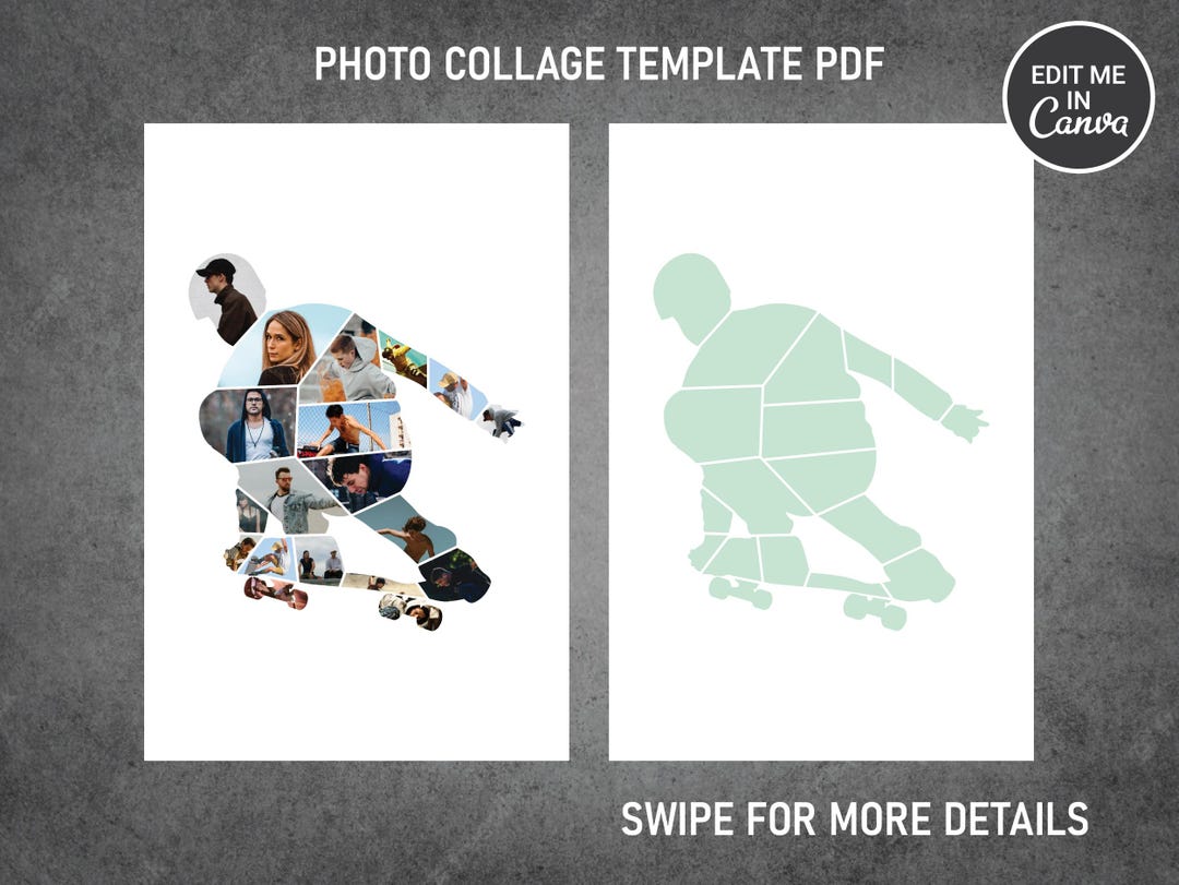 Skateboarding Photo Collage Canva Template PDF | Memorial Collage 8x12 ...