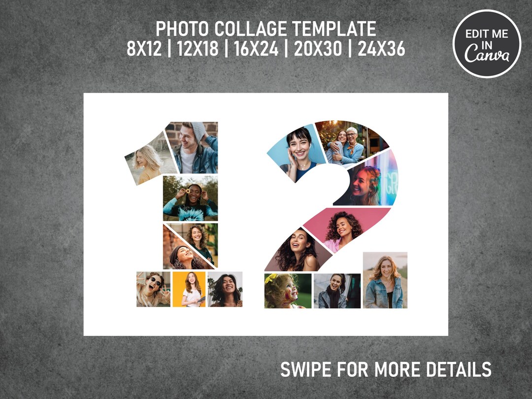 12th Birthday Number Photo Collage PDF / Pic Collage / Image Collage ...