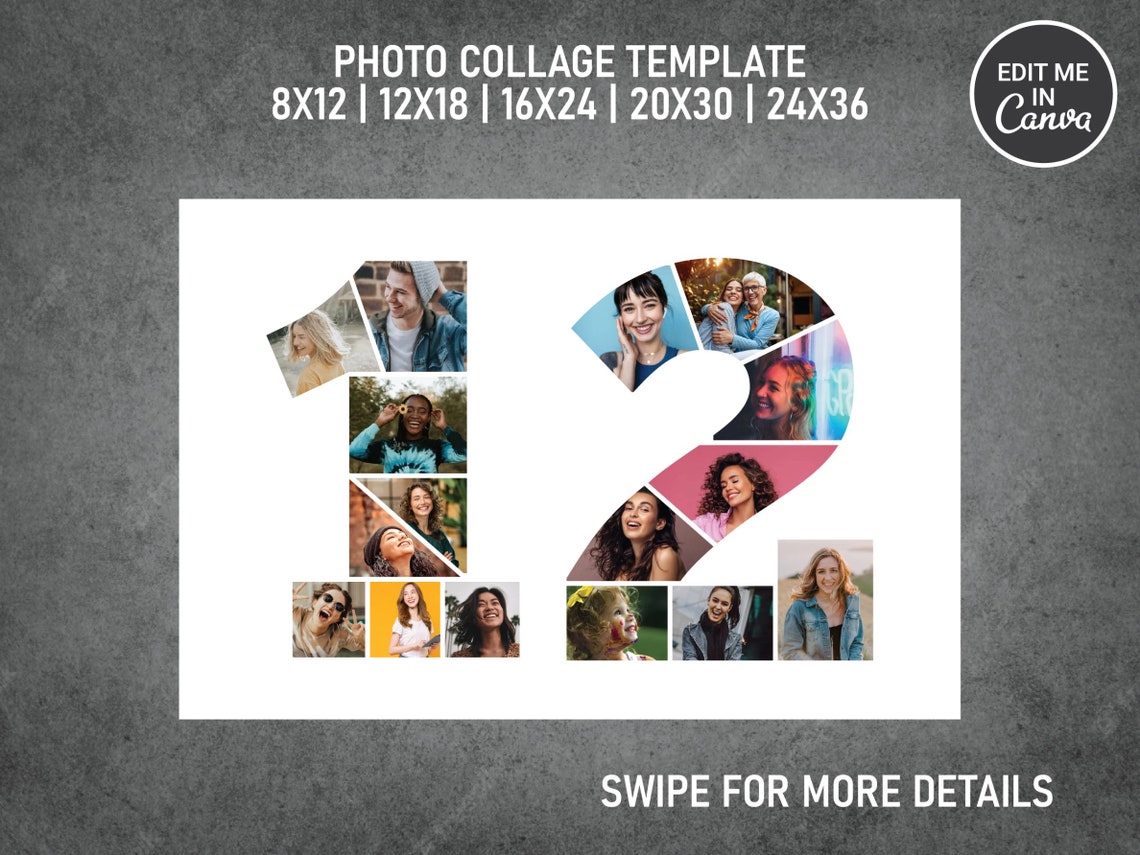 12th Birthday Number Photo Collage PDF / Pic Collage / Image - Etsy