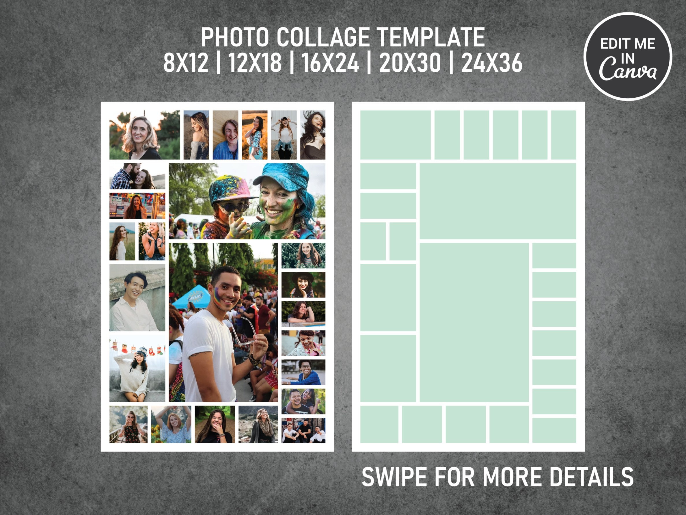 Photo Collage Template for 25 Photos Memorial Collage - Etsy