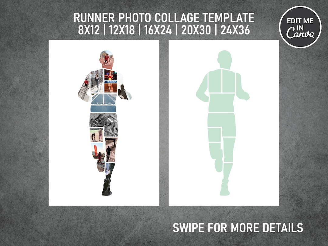 Runner Running Sport Photo Collage Template Canva PDF | Memorial ...