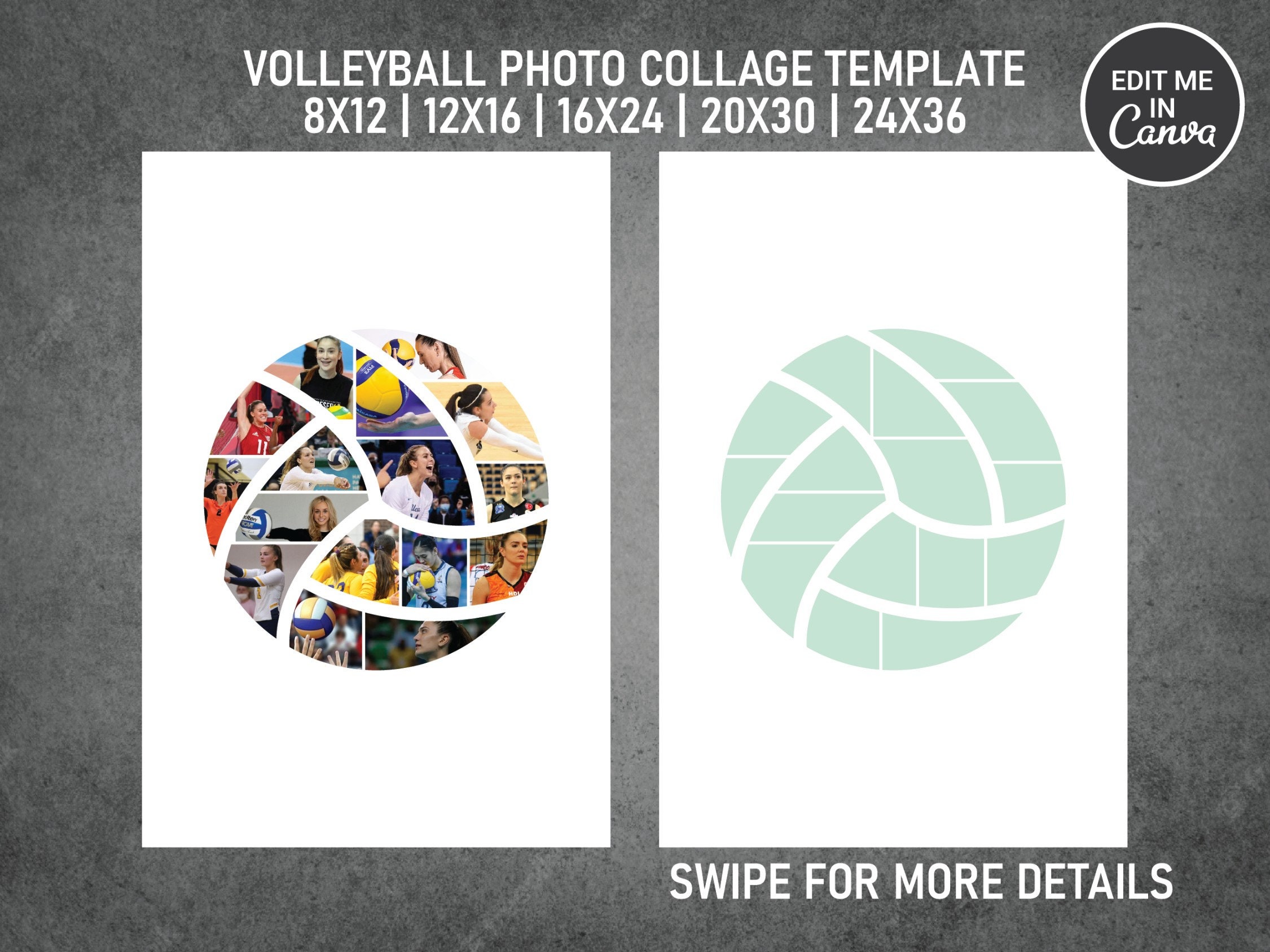 Volleyball Sport Photo Collage Template Canva PDF | Memorial Collage ...