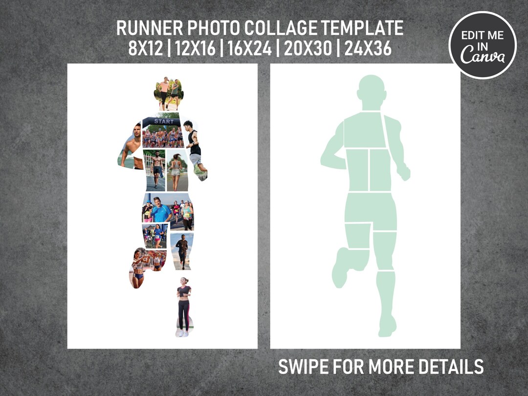 Runner Running Sport Photo Collage Template Canva PDF | Memorial ...