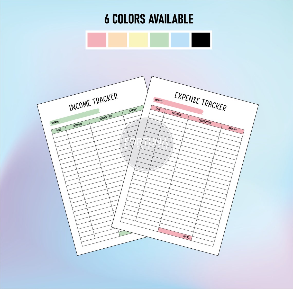 Budget Tracker Printable PDF Digital Planner Income Expense - Etsy