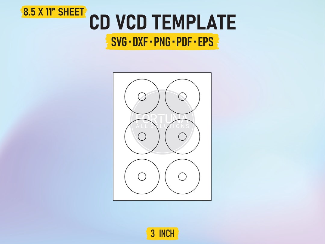 3 Inch Mini CD DVD Label Template SVG Cut File Vector Cricut Png Dxf ...