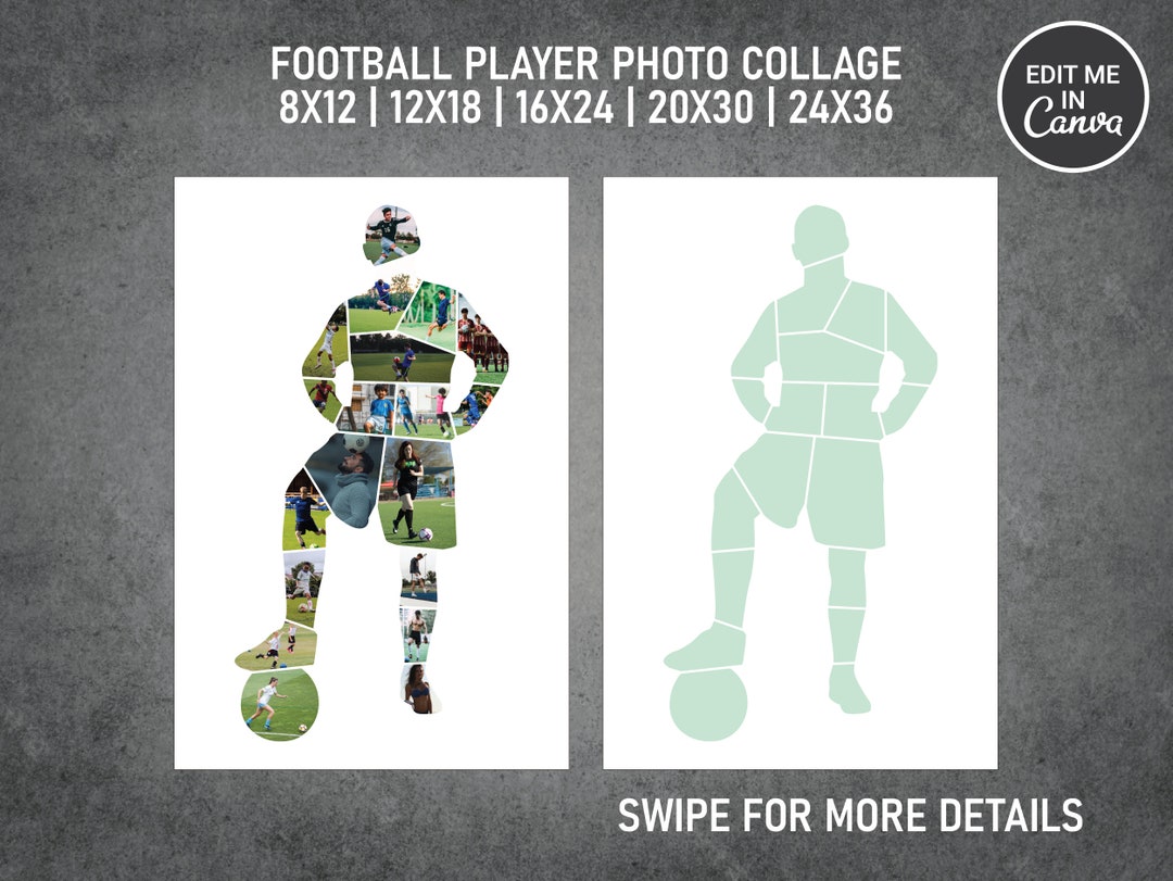 Football Player Sport Photo Collage Template Canva PDF | Memorial ...