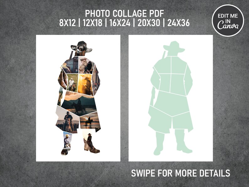 American Cowboy Photo Collage Template Canva PDF Memorial - Etsy