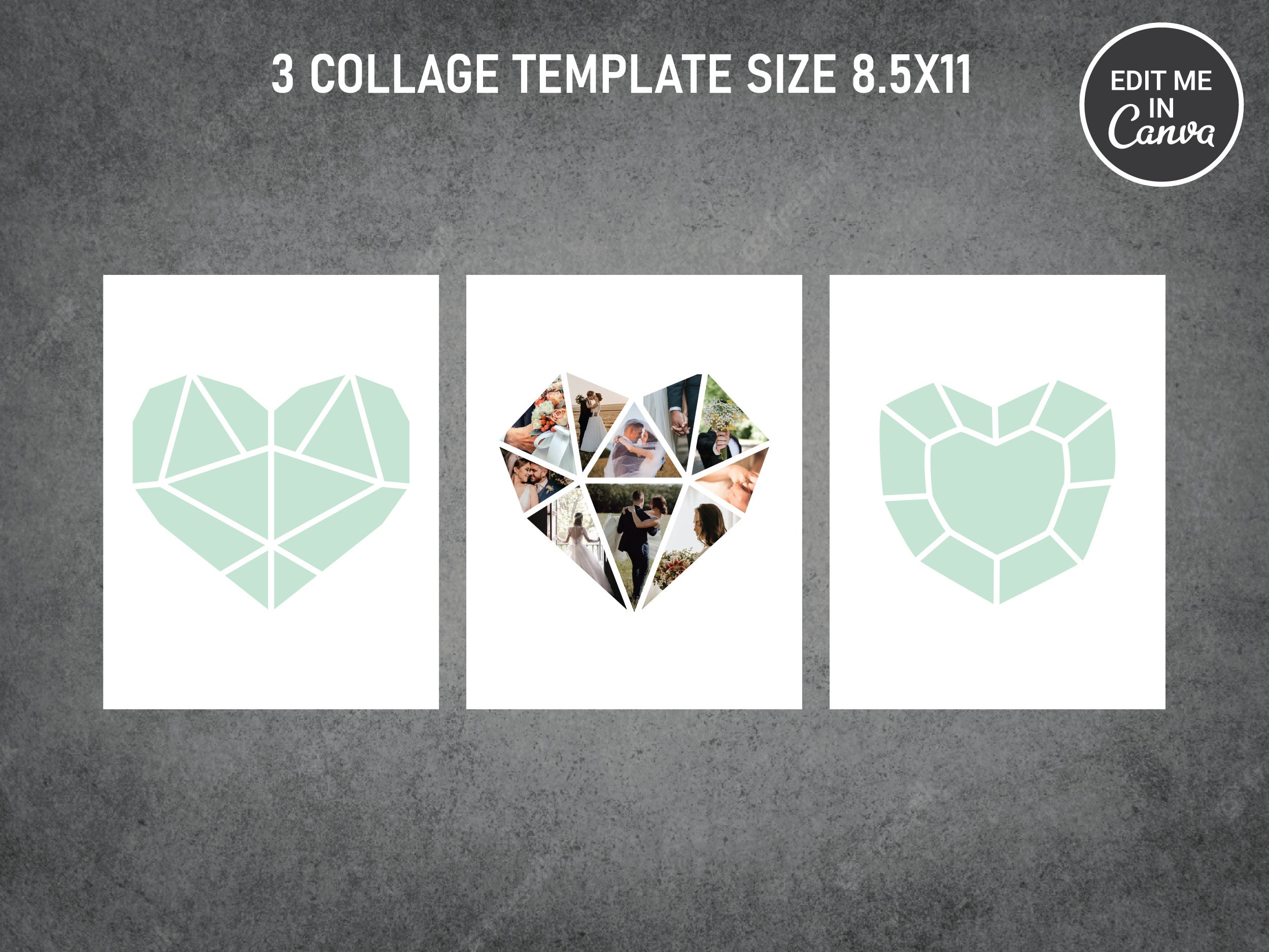 Heart Photo Collage Template 8.5x11 Inch Canva PDF - Etsy UK