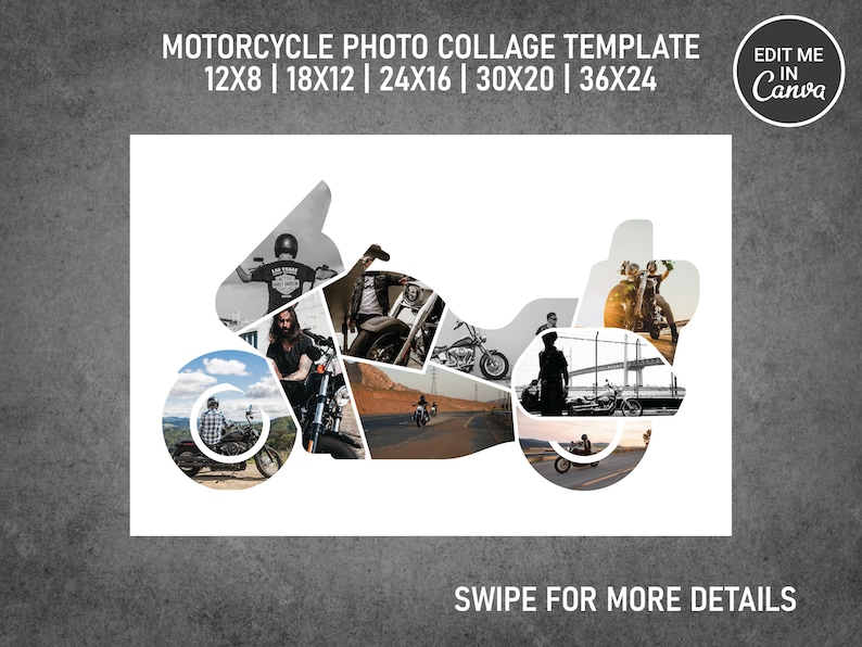 Biker Motorcycle Photo Collage Template Canva PDF Memorial - Etsy