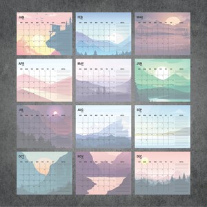 Printable Nature Scenery 2024 Calendar PDF | A4 | US Letter | 5x7 ...