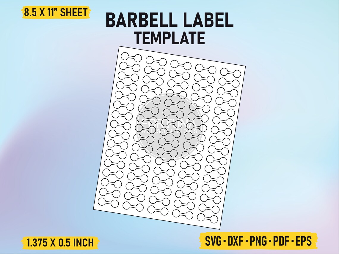 1.375 X 0.5 Inch Barbell Label Template SVG Cut File Vector - Etsy