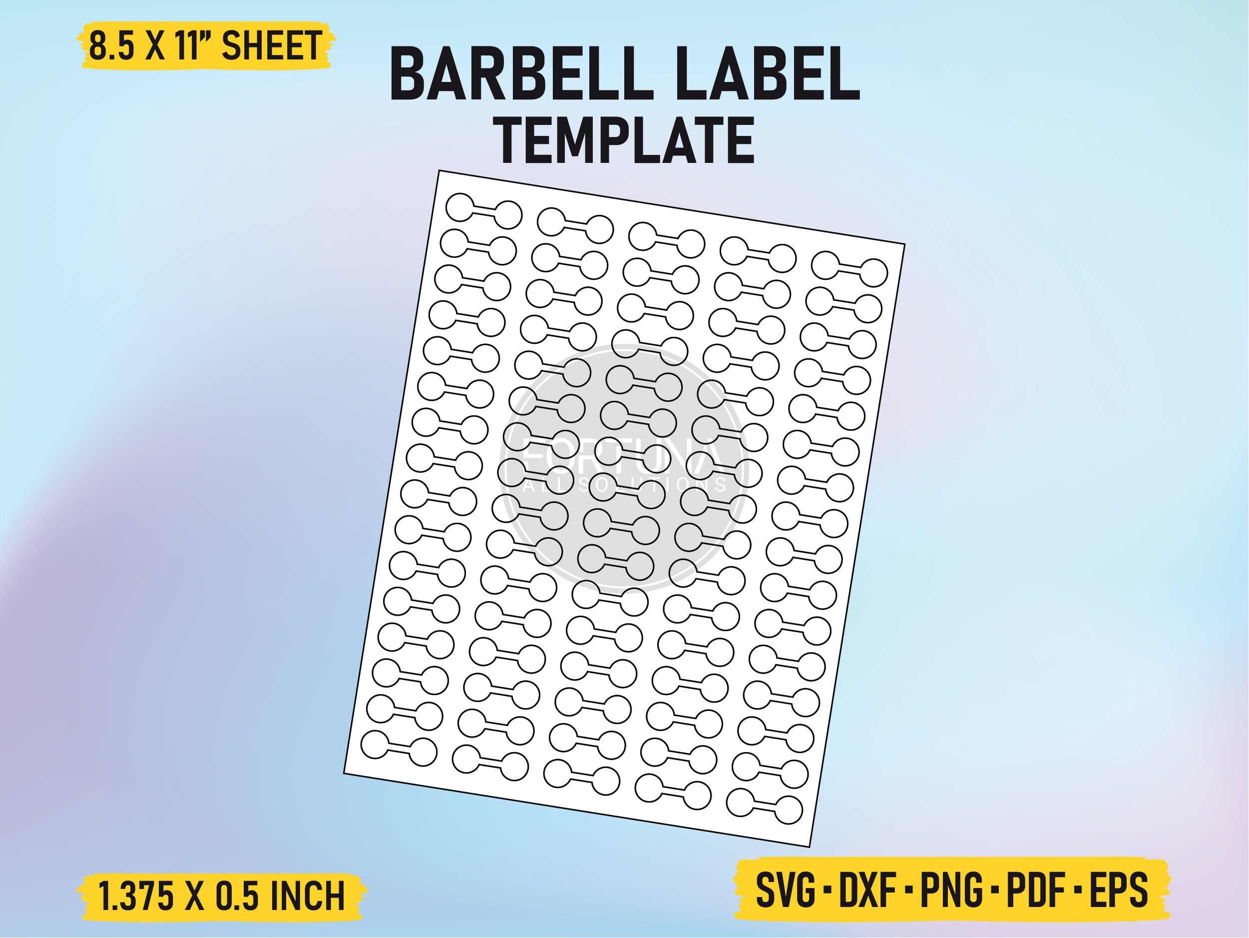 1.375 X 0.5 Inch Barbell Label Template SVG Cut File Vector Cricut Png ...