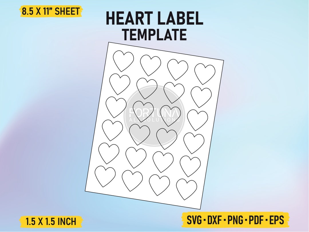1.5 X 1.5 Inch Valentine Heart Love Label Template SVG Cut File Vector ...