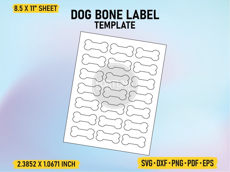 Dog Bone Label Template 2.3852 X 1.0671 Inch SVG Cut File - Etsy
