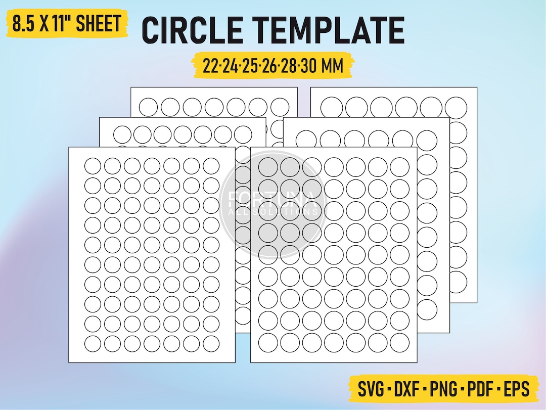 Circle Label Template SVG 22MM |24MM | 25MM | 26MM | 28MM | 30MM | Cut ...