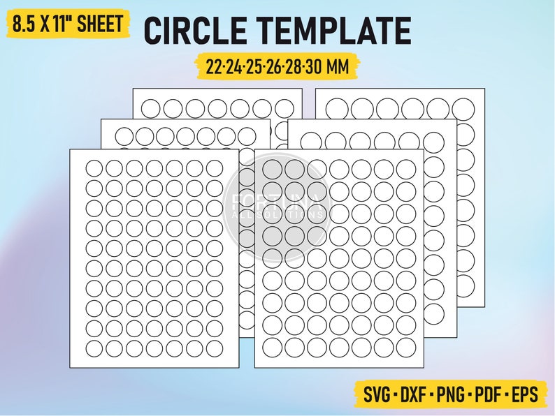 Circle Label Template SVG 22MM |24MM | 25MM | 26MM | 28MM | 30MM | Cut ...