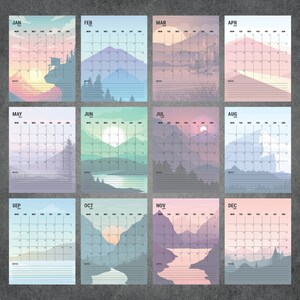 Printable Mountain Scenery 2024 Calendar PDF | A4 | US Letter | 5x7 ...