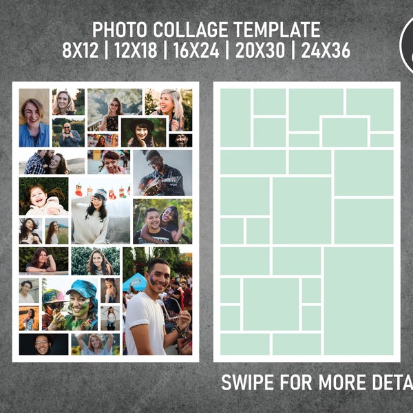 Collage Template 13 Photos - Etsy