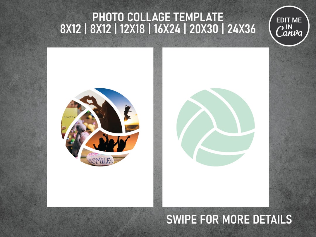 Volleyball Sport Photo Collage Template Canva PDF | Memorial Collage ...