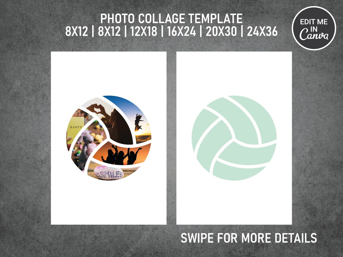 Volleyball Sport Photo Collage Template Canva PDF | Memorial Collage ...