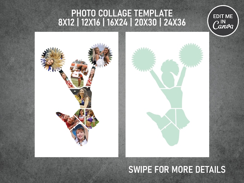 Cheerleader Cheerleading Photo Collage Template Canva PDF - Etsy