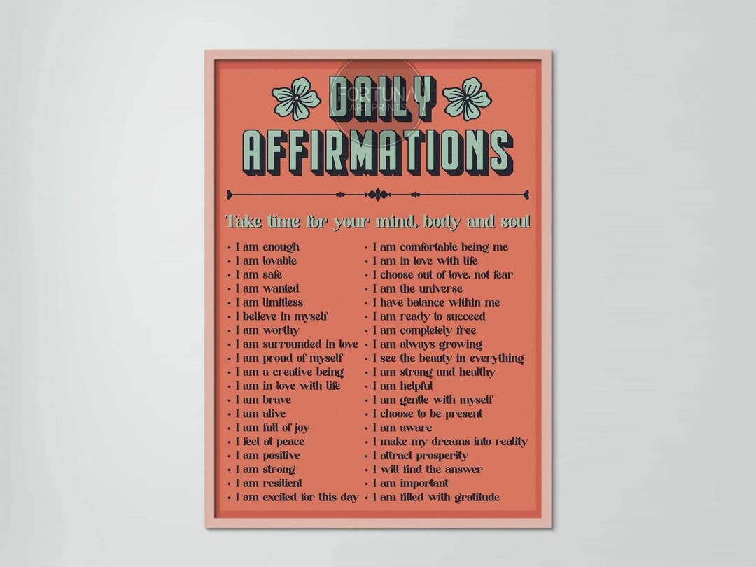 Retro Classic Vintage Printable Art Wall Decor Positive Affirmations ...