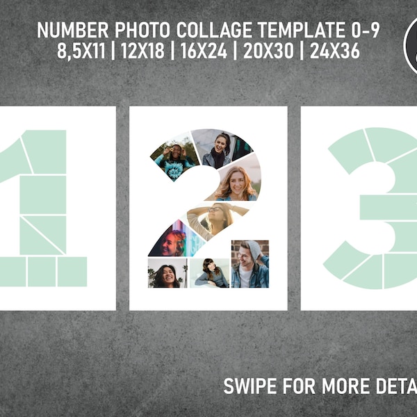 Numberical Photo Collage Template - Etsy Australia