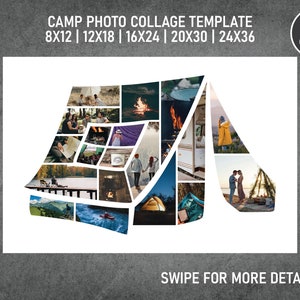 Camping Camp Tent Photo Collage Template Canva PDF | Memorial Collage ...