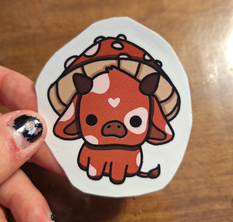 Mushroom Cow Sticker - Etsy