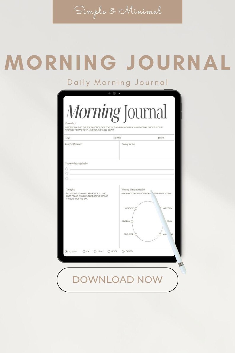 Morning Journal Printable | Goodnotes Template | Journal | Mental ...