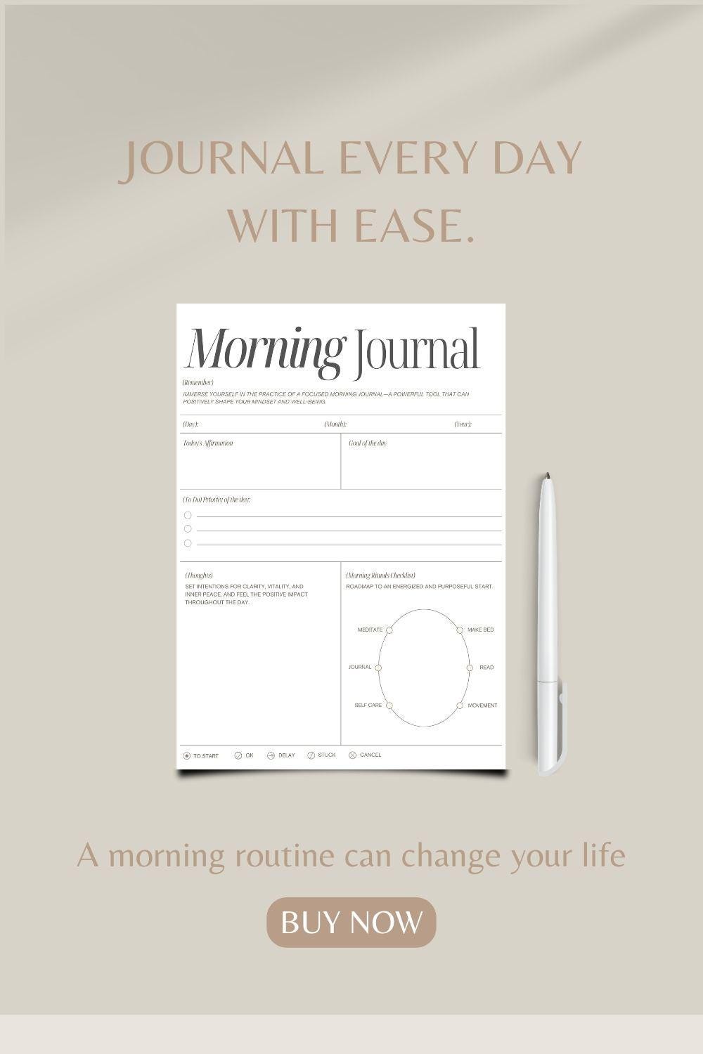 Morning Journal Printable | Goodnotes Template | Journal | Mental ...